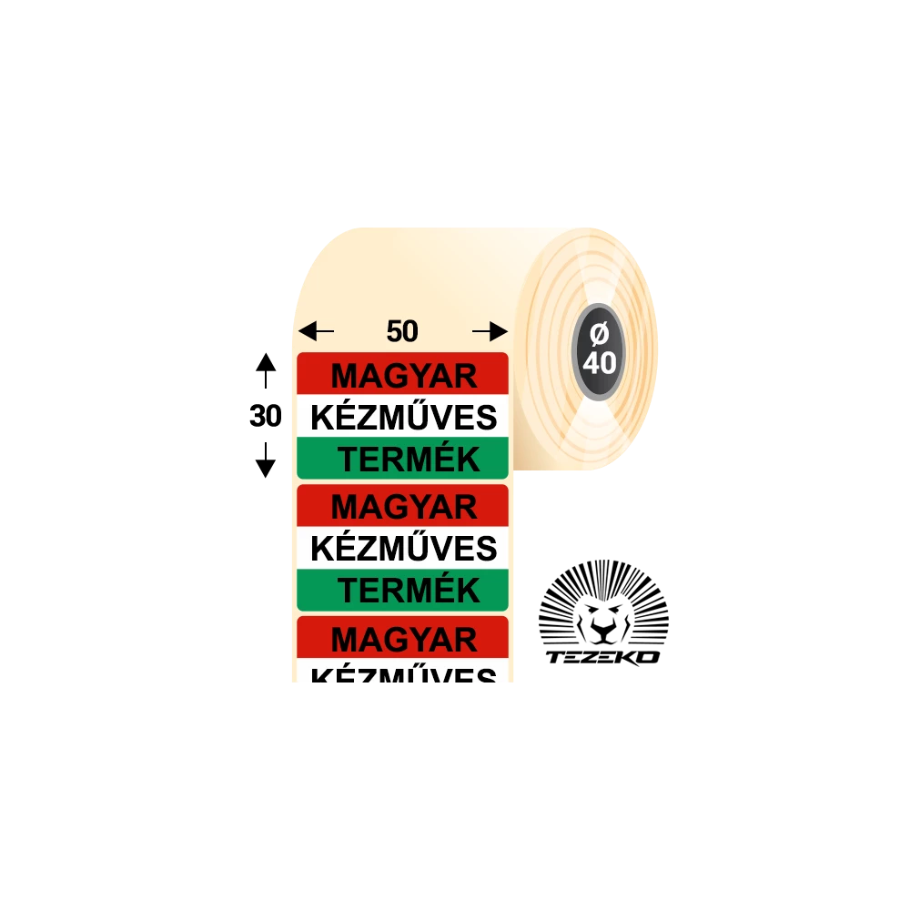 50 mm x 30 mm Direkt termál Tekercses etikett címke Színes ( 1000 címke ...